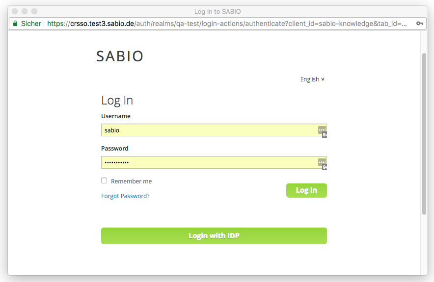 Login to SABIO via IDP